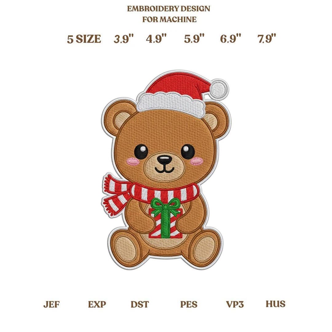 Kawaii Christmas Bear Embroidery Design, Instant Download Dst Pe - Etsy