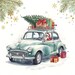 10 Christmas Car Clipart, Watercolor Vintage Holiday Cars With Tree ...