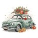 10 Christmas Car Clipart, Watercolor Vintage Holiday Cars With Tree ...