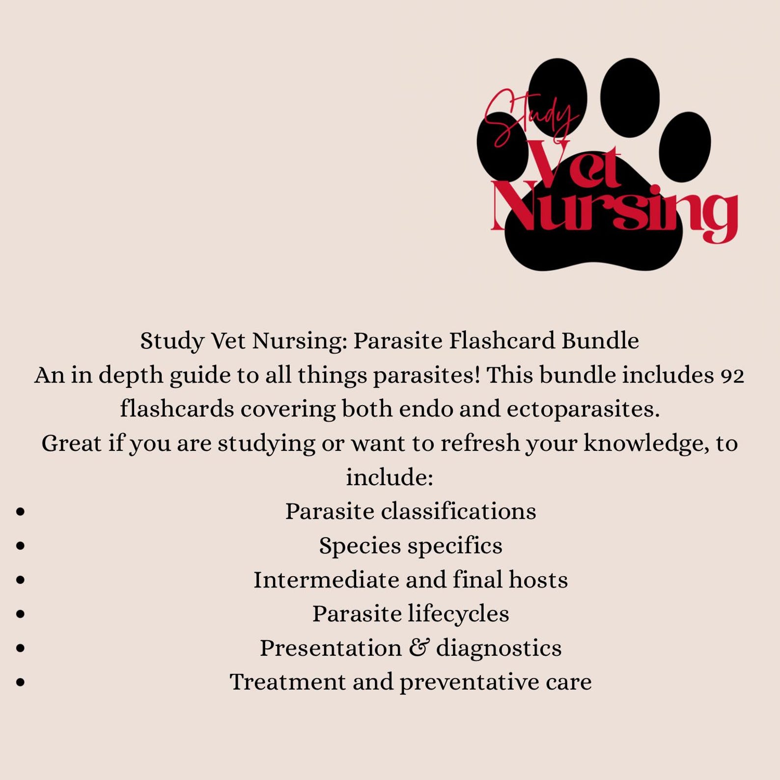 Vet Nursing Parasite Flashcard Bundle - Etsy