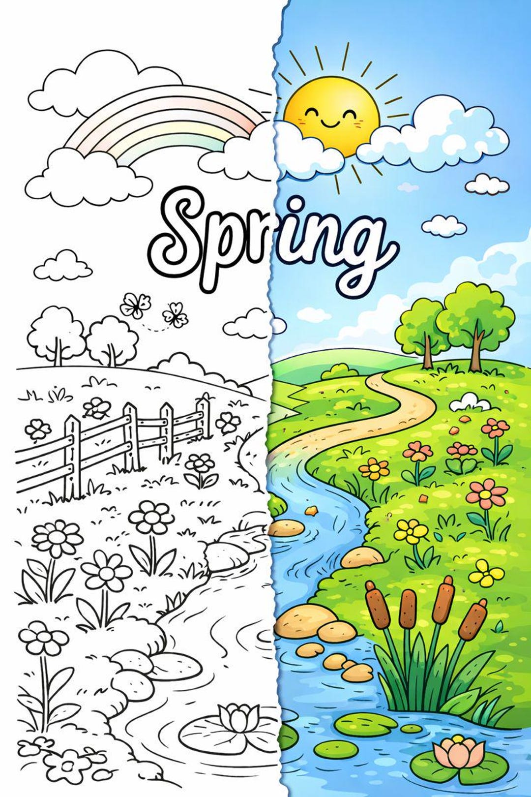 4 Seasons Kids Coloring Pages | Printable A4 | Spring, Summer, Autumn ...