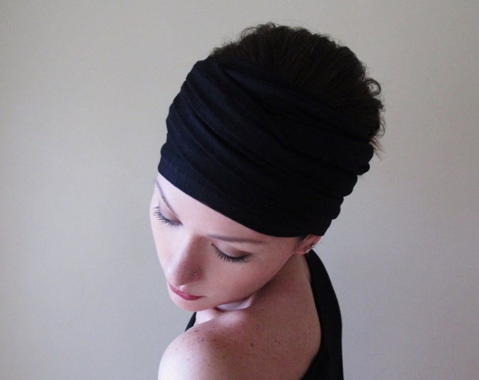 BLACK Head Scarf Ecoshag Head Wrap for Women Black Jersey - Etsy