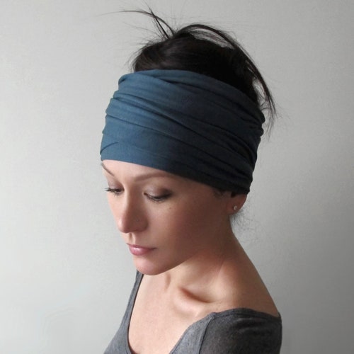 PRUSSIAN BLUE Head Wrap Ecoshag Head Scarf for Women Jersey | Etsy