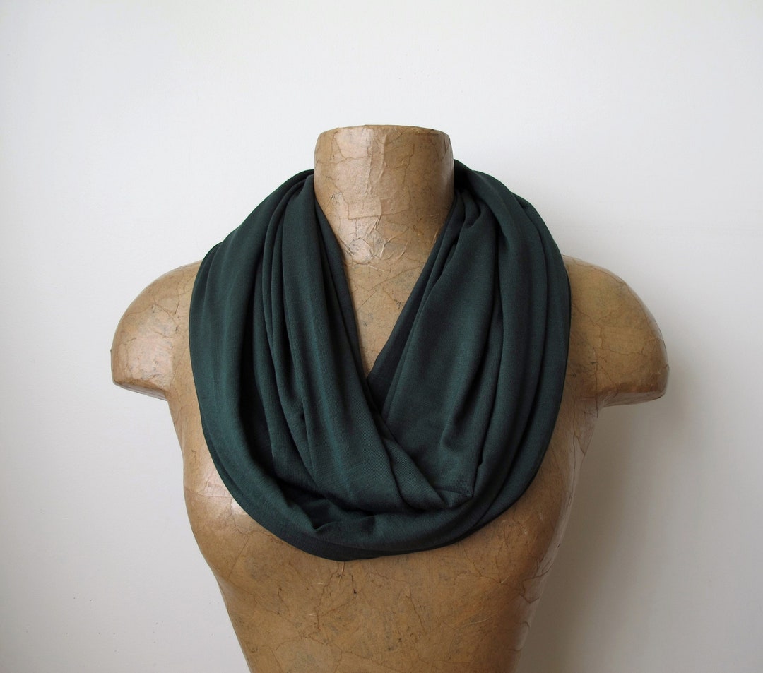 HUNTER GREEN Infinity Scarf, Dark Green Loop Scarf, Ecoshag Jersey ...