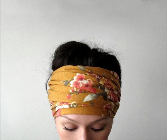 OCHRE FLORAL Head Scarf Ecoshag Head Wraps Dark Mustard - Etsy