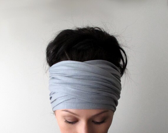 DUSTY BLUE Head Scarf Gray Blue Ecoshag Head Wrap Extra Wide | Etsy
