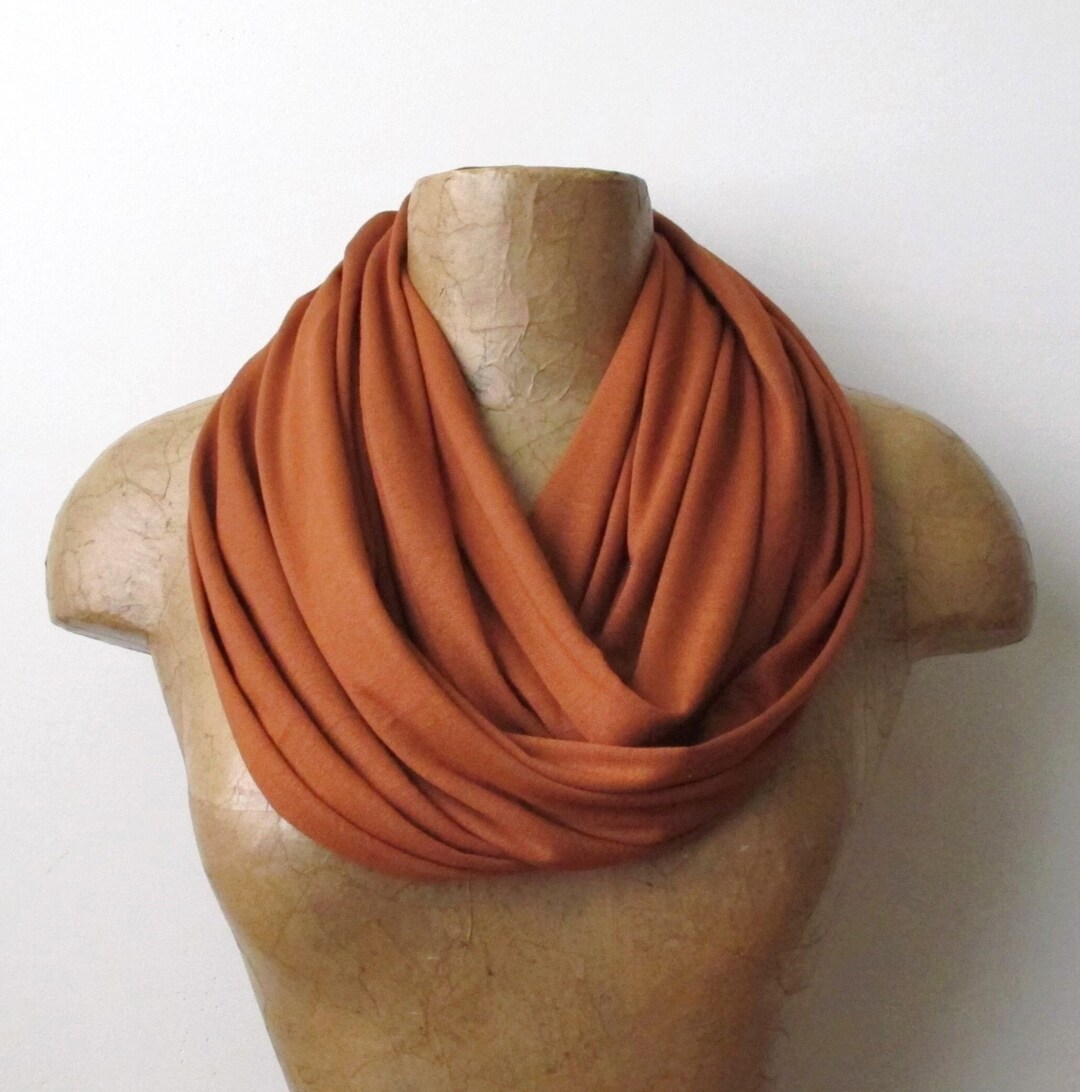 BURNT ORANGE Infinity Scarf, Ecoshag Loop Scarf, Jersey Circle Scarf ...