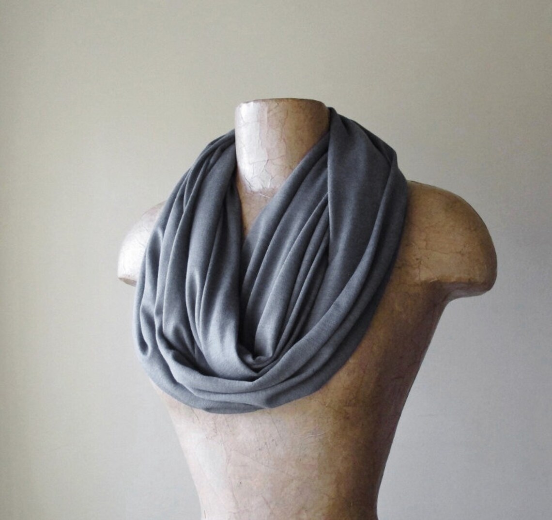 WARM GREY Infinity Scarf Ecoshag Scarf Gray Circle Scarf - Etsy