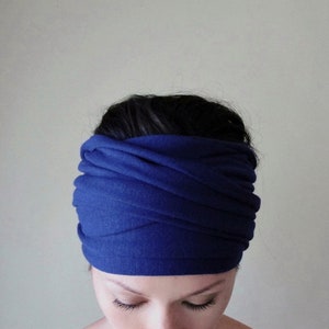 CLASSIC BLUE Head Scarf, Ecoshag Jersey Headband, Blue Head Wrap ...