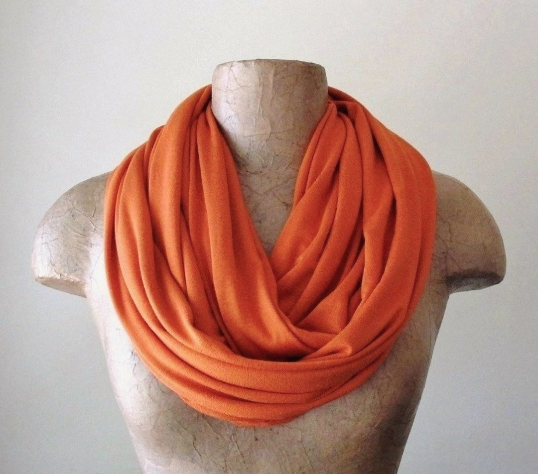 TANGERINE ORANGE Jersey Knit Infinity Scarf, Lightweight Loop Scarf - Etsy