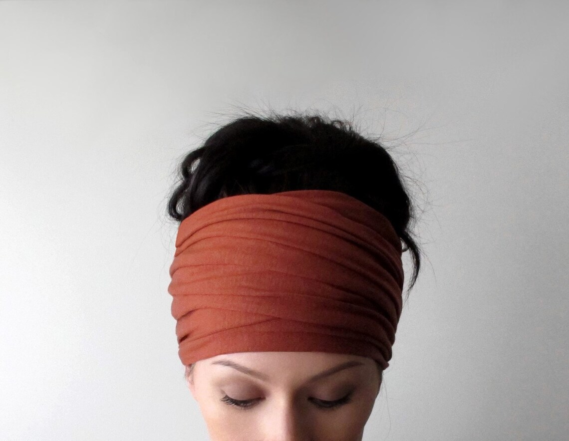 RUST Head Wrap Extra Wide Headscarf Dark Burnt Orange - Etsy