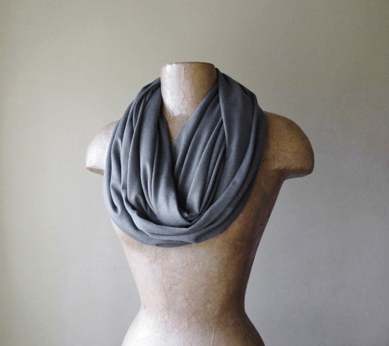 WARM GREY Infinity Scarf Ecoshag Scarf Gray Circle Scarf - Etsy