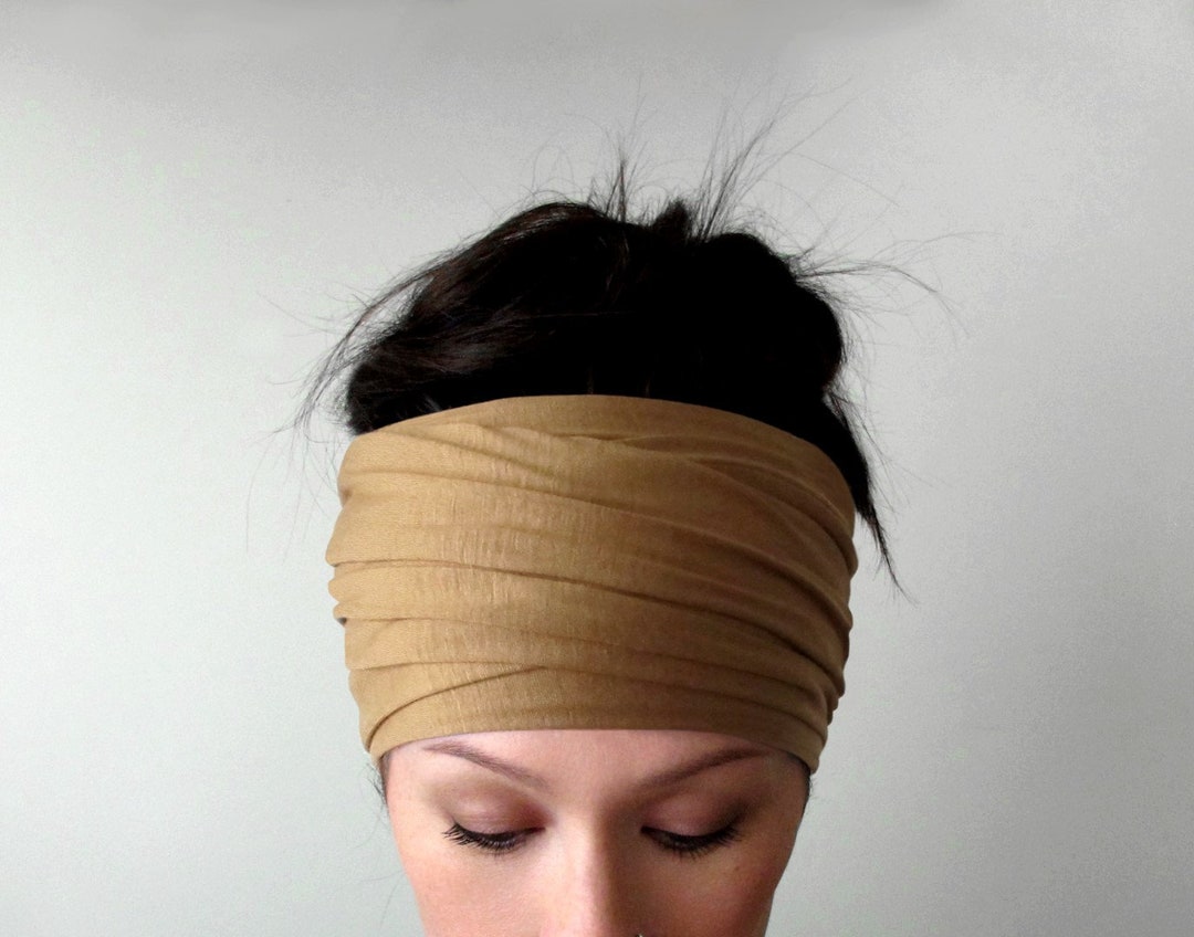 CAMEL BROWN Extra Long Head Scarf - Stretchy Headband - Dreadlock Hair ...