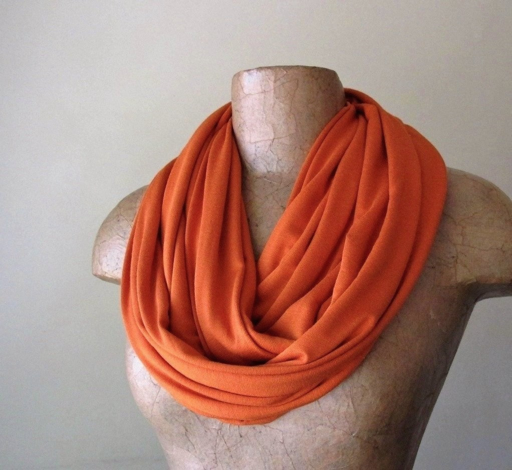 ORANGE Infinity Scarf EcoShag Loop Scarf Jersey Circle | Etsy