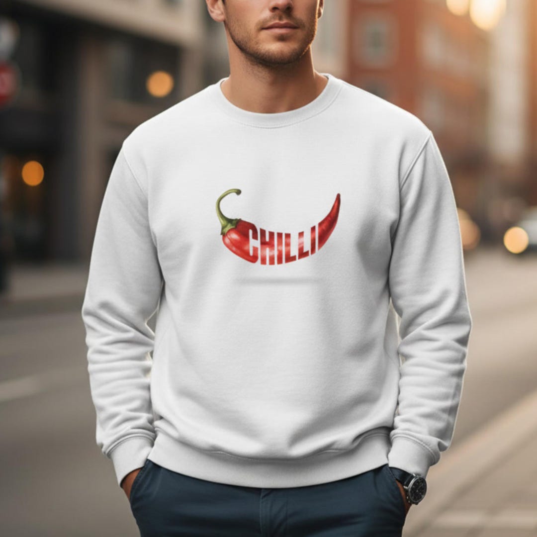 Chilli Sweatshirt | Spicy Pepper Graphic Sweater | Foodie Crewneck for ...