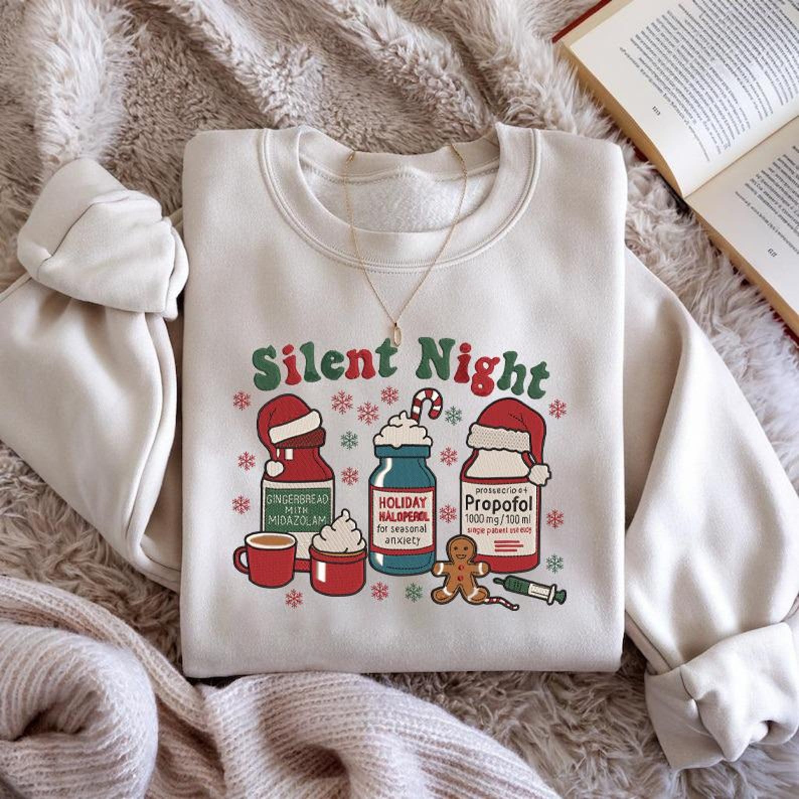 Silent Night Medical Embroidery Design,nurse Christmas Humor,anesthesia ...