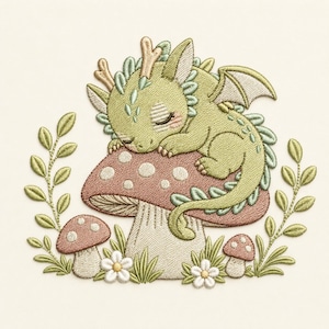 Sleeping Dragon Embroidery Design, Fantasy Mushroom Machine Art ...
