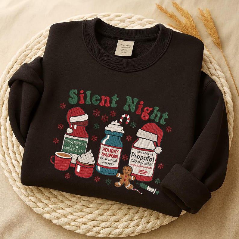 Silent Night Medical Embroidery Design,nurse Christmas Humor,anesthesia ...