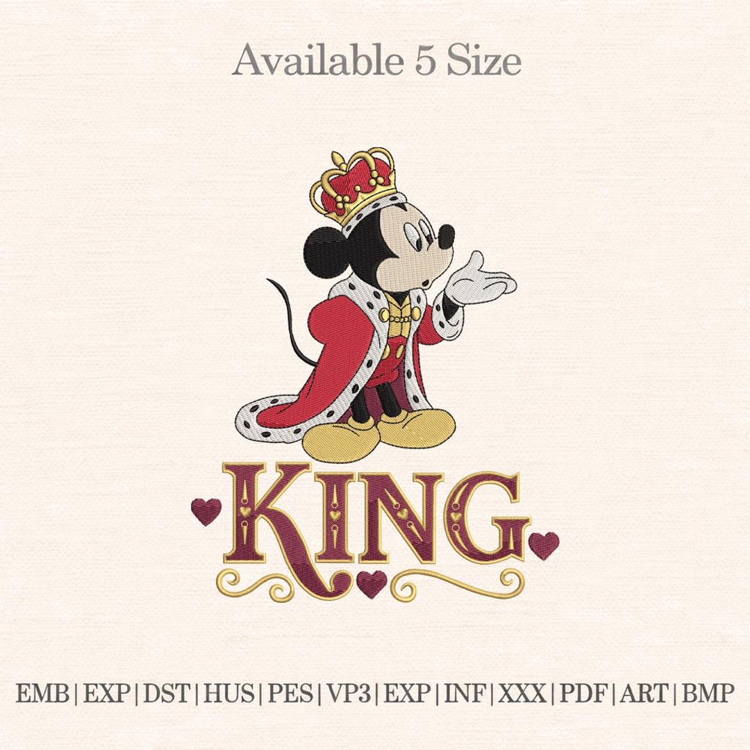 King Mouse Embroidery Design, Royal Mouse Crown Embroidery File ...