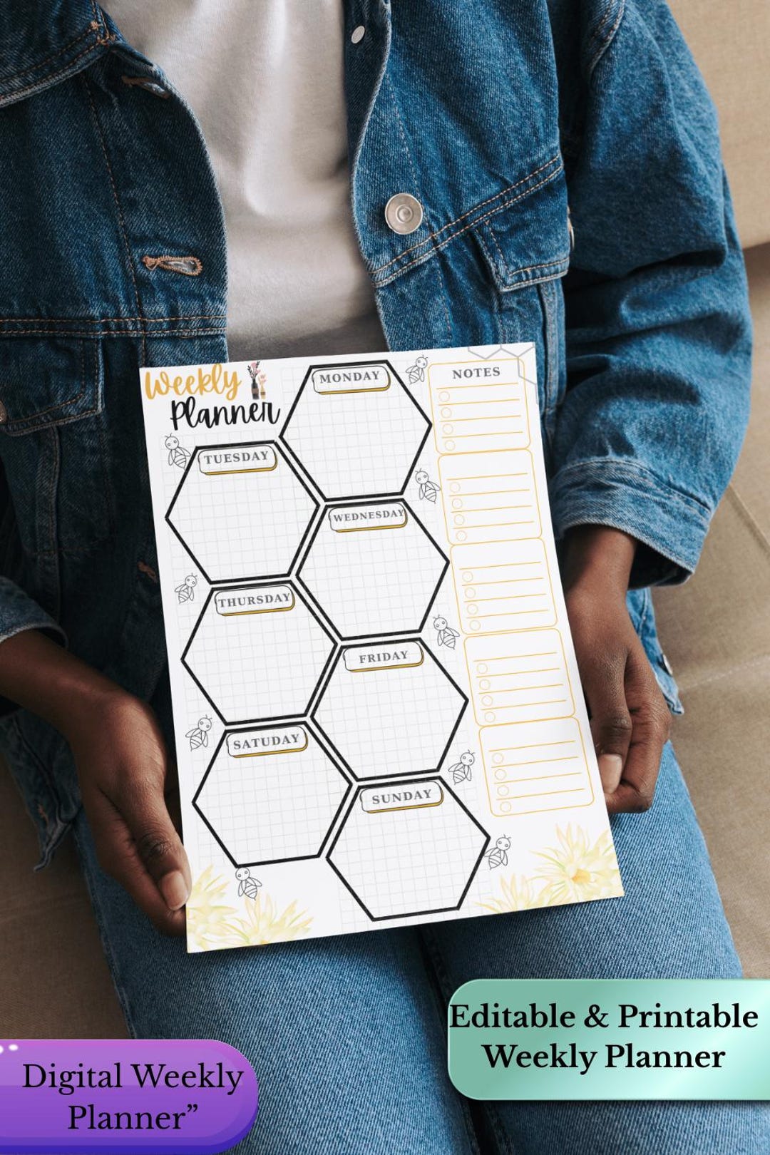 Editable Weekly Planner | Minimal Digital Planner for Canva | Printable ...