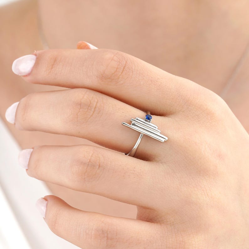 Rigel Ring WB · Minimalist White Zircon Silver Ring - Etsy