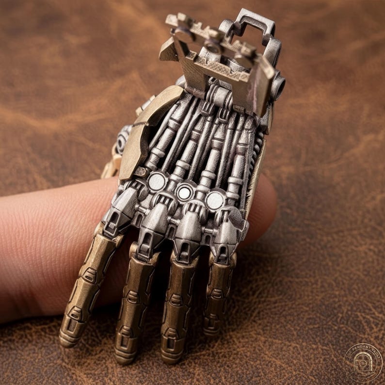 Cyberpunk Robot Hand Necklace – Articulated Fidget Pendant, Movable ...