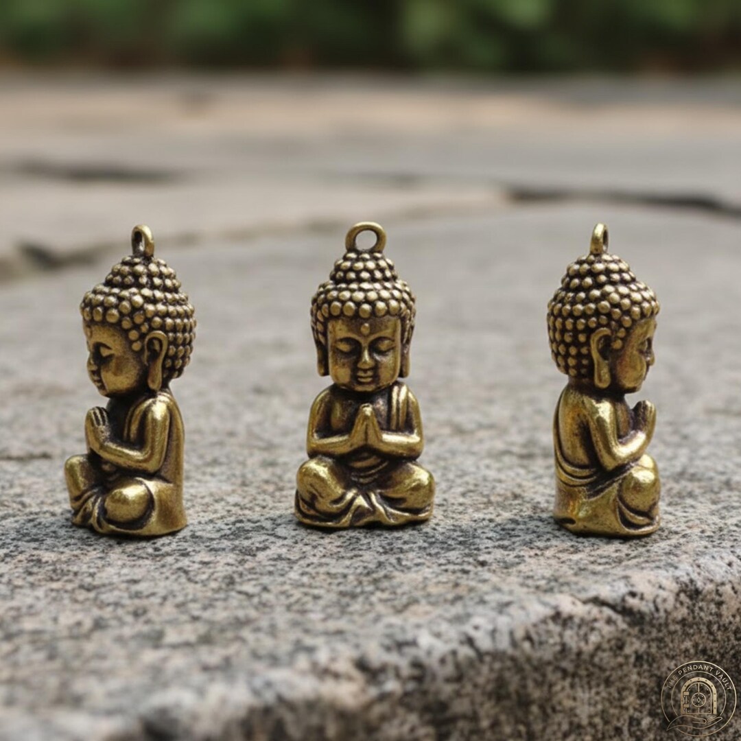Mini Brass Buddha Statue – Chinese Zen Garden Ornament, Vintage Metal ...