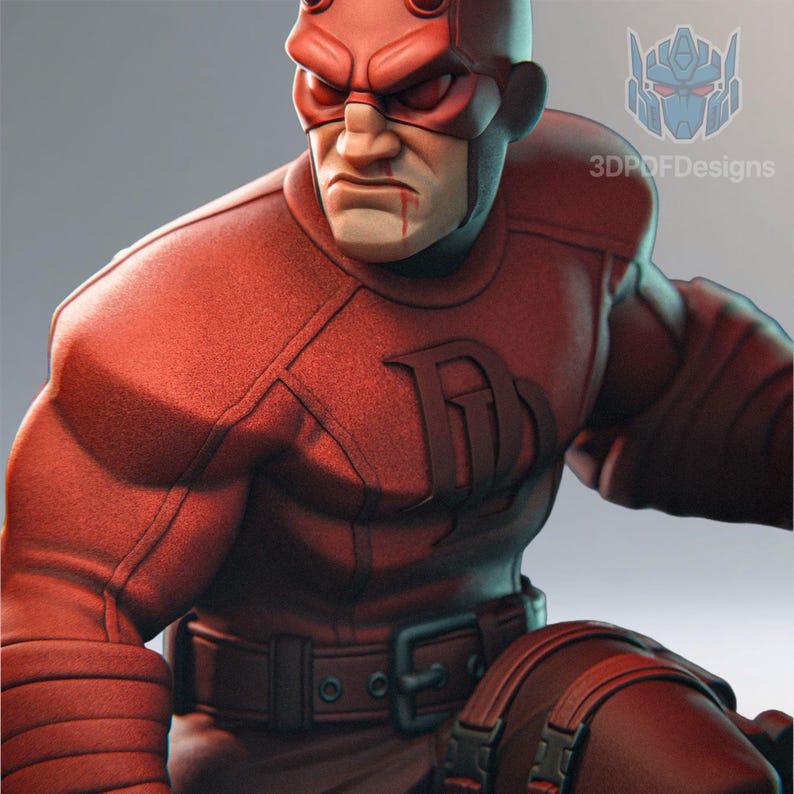 Daredevil Toon - Marvel STL File Statue | Battle Ready Pose (3D Print ...