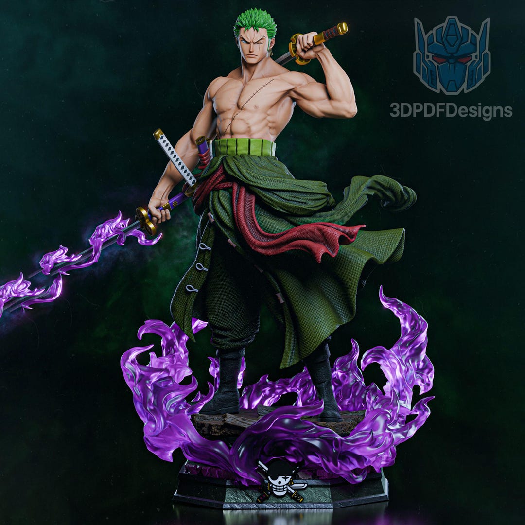 Samurai Swordsman Fanart 3D Print Statue | Dual Sword Energy Aura (STL ...