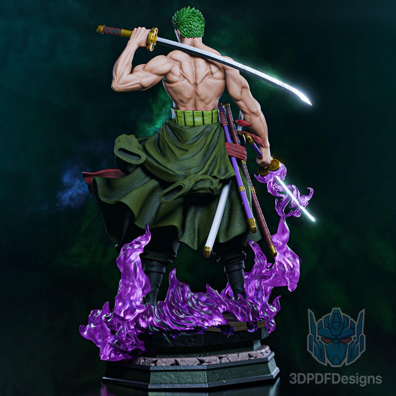 Samurai Swordsman Fanart 3D Print Statue | Dual Sword Energy Aura (STL ...