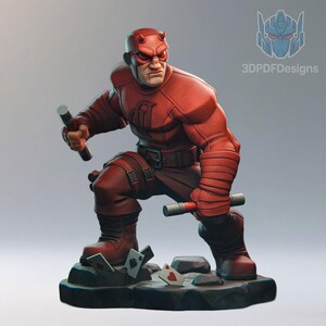 Daredevil Toon - Marvel STL File Statue | Battle Ready Pose (3D Print ...