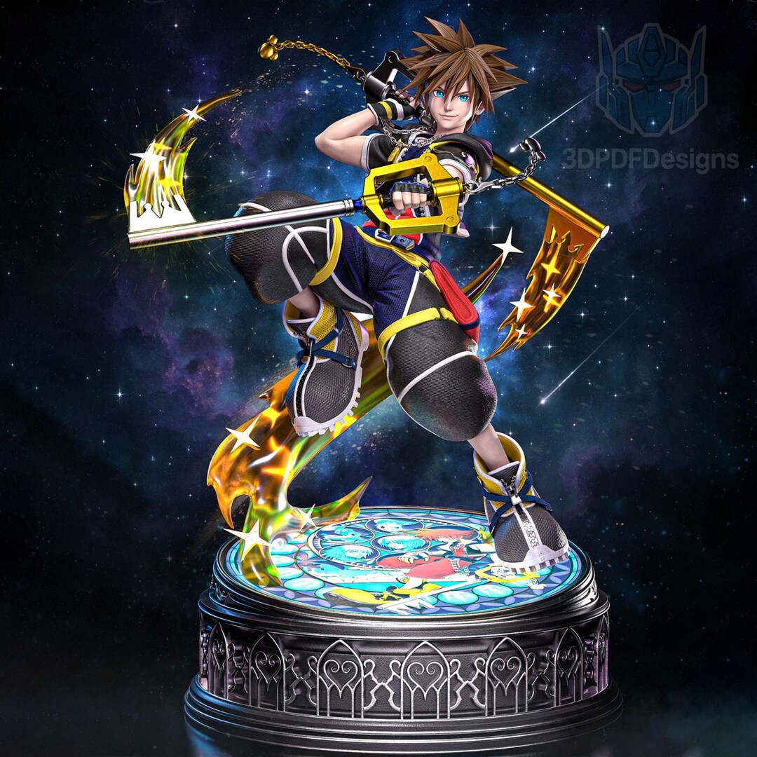 Sora Fanart STL Statue | 1/7 Scale Keyblade Jump Pose (3D Print File ...