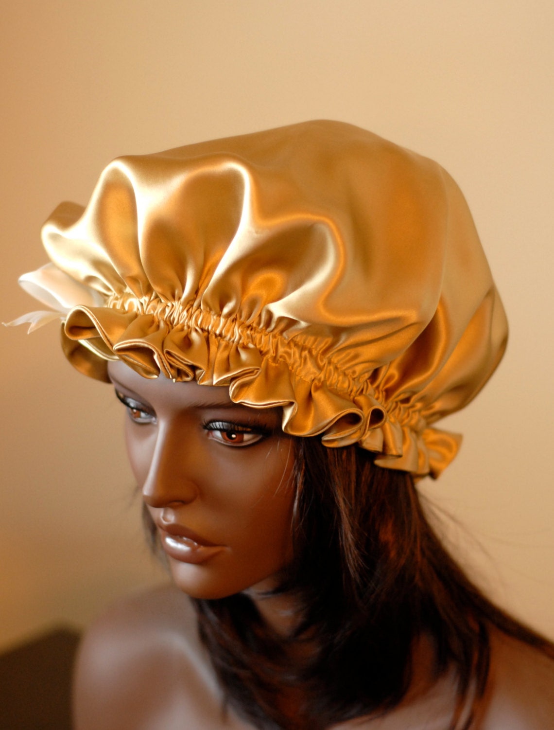 Silk Sleep Bonnet Gold Charmeuse Fully Adjustable Bow | Etsy