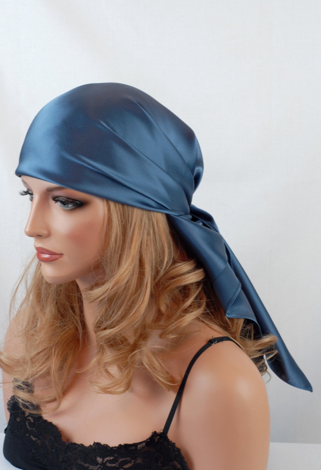 Silk Charmeuse Scarf, Sleep or Bandana Scarf Sizes, Sapphire Blue ...