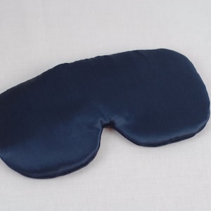 Silk Eye Mask Sleep Mask, Navy Blue Charmeuse, Fully Adjustable, Padded ...