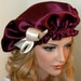 100% Pure Silk Sleep Bonnet Sleep Cap, Wine Charmeuse Silk, Adjustable ...