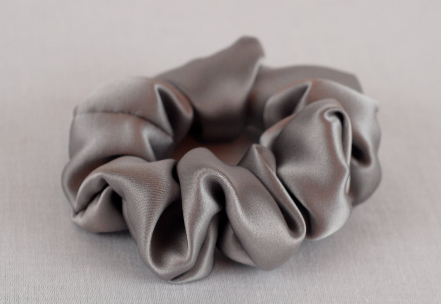 Pure Silk Hair Scrunchie Sterling Silver Colored Charmeuse - Etsy