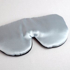 Silk Eye Mask Sleep Mask, Light Blue and Black Charmeuse, Fully ...