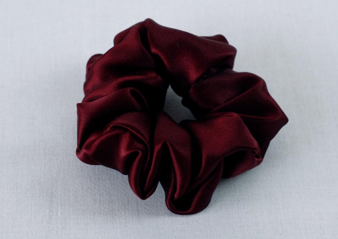 Pure Silk Hair Scrunchie Deep Wine Colored Charmeuse Small | Etsy