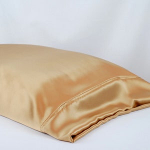 PURE Mulberry Silk Pillowcase, Gold Charmeuse, Standard or King Size ...