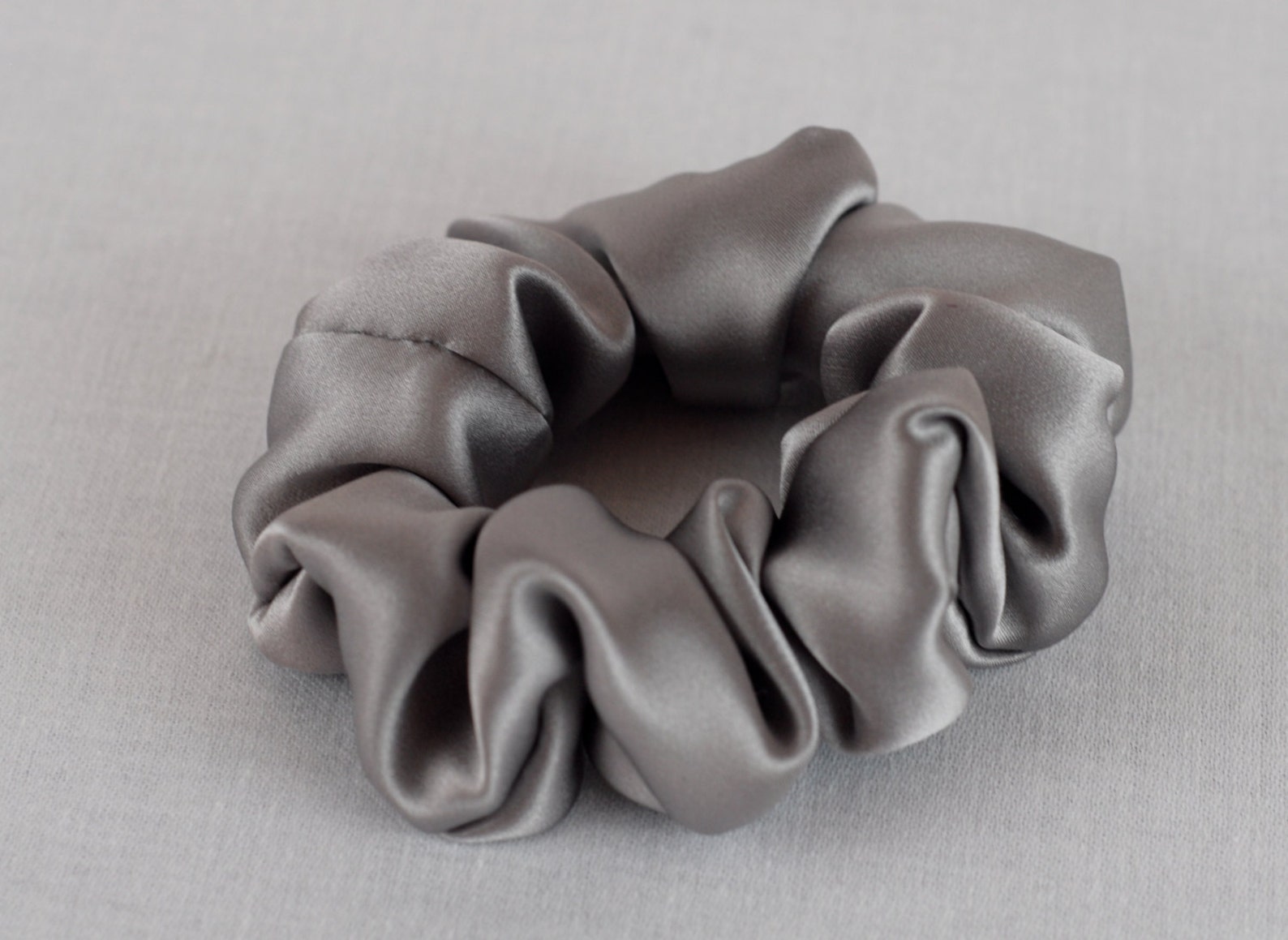 Pure Silk Hair Scrunchie Sterling Silver Colored Charmeuse - Etsy