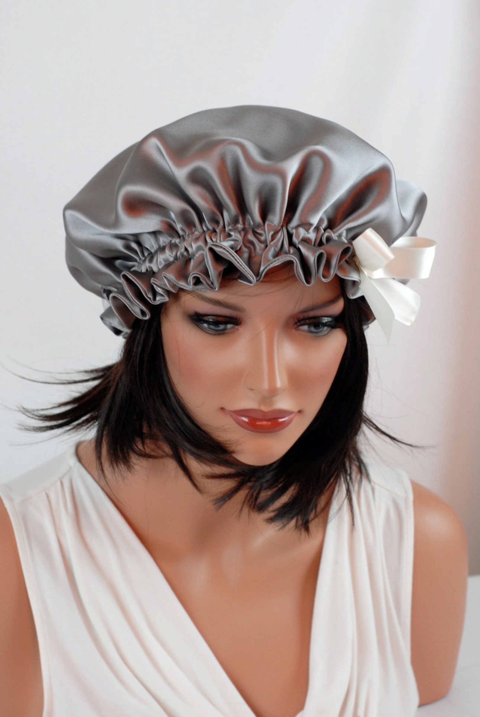 100% Pure Silk Sleep Bonnet, Abalone Charmeuse, Fully Adjustable ...