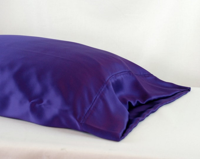 100% PURE Silk Pillowcase Deep Purple Standard or King Sizes, Charmeuse ...