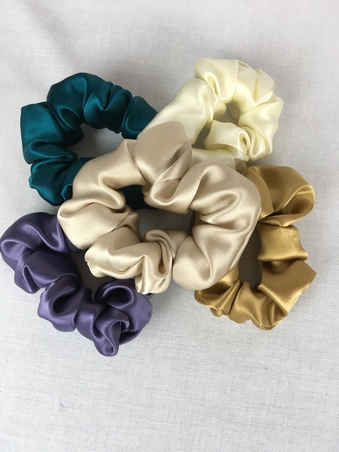 Pure Silk Hair Scrunchies Set of 5, Your Choice of Colors in 19mm Silk ...