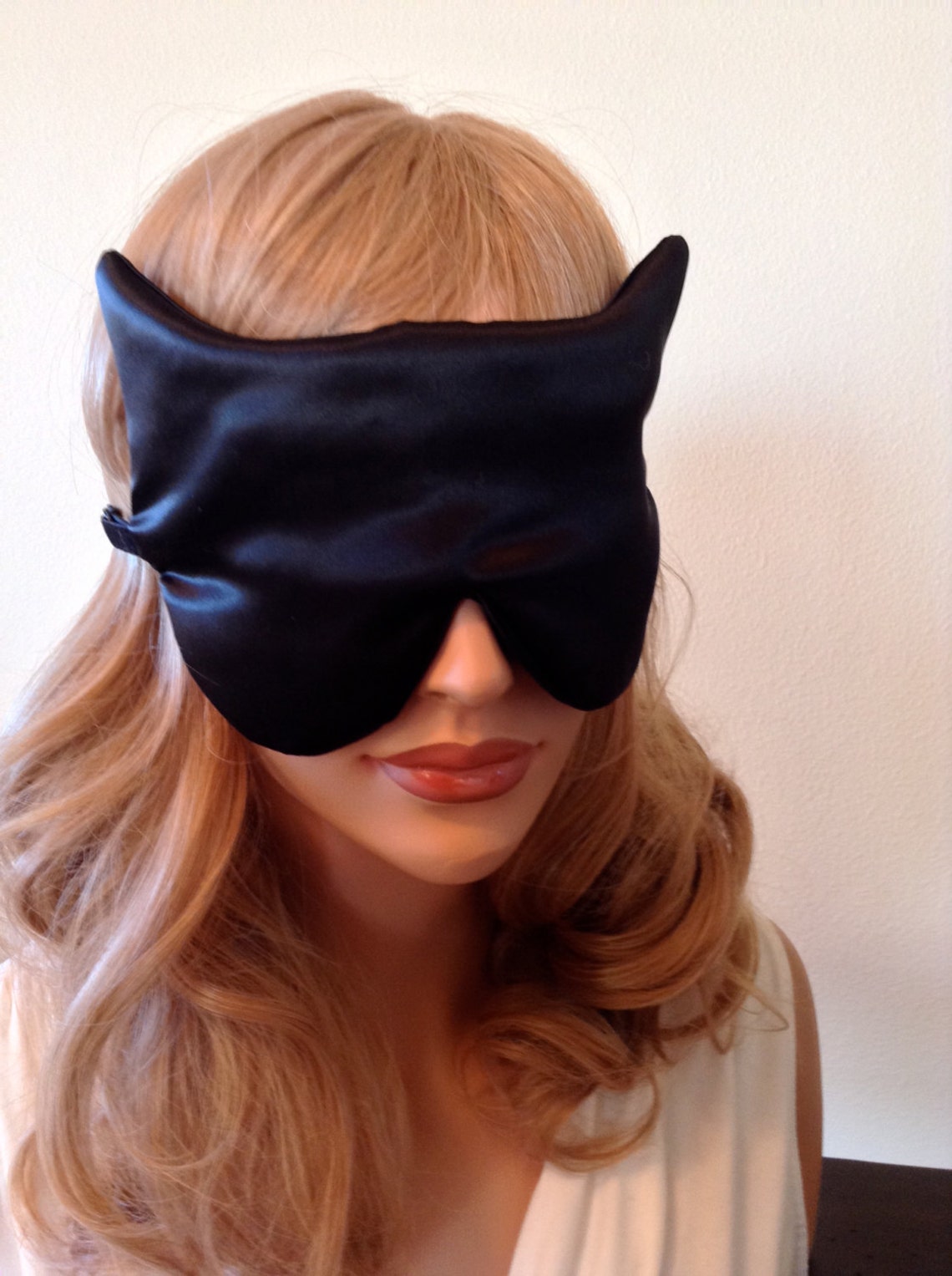 SILK Eye Mask Sleep Mask Black Charmeuse Cat Shape Fully - Etsy