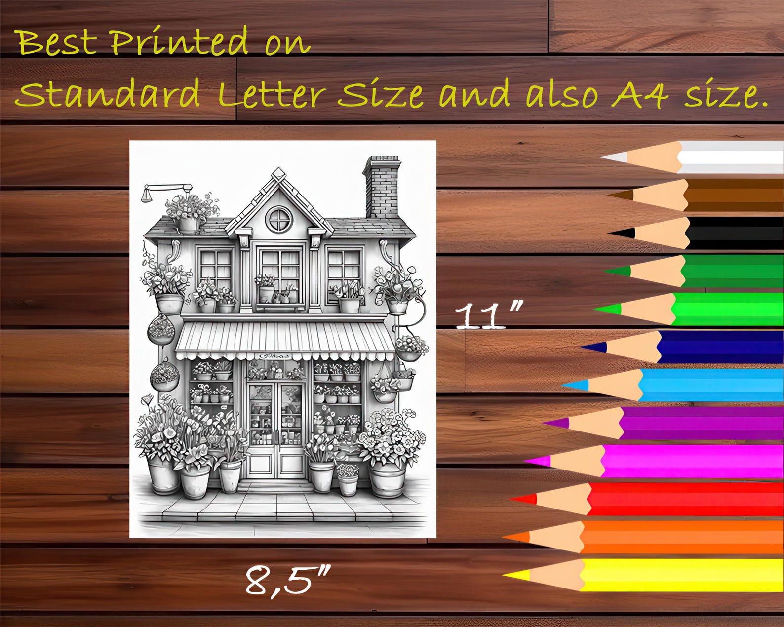 Flower Shop Coloring Pages: 35 Fantasy Storefronts (printable PDF) - Etsy