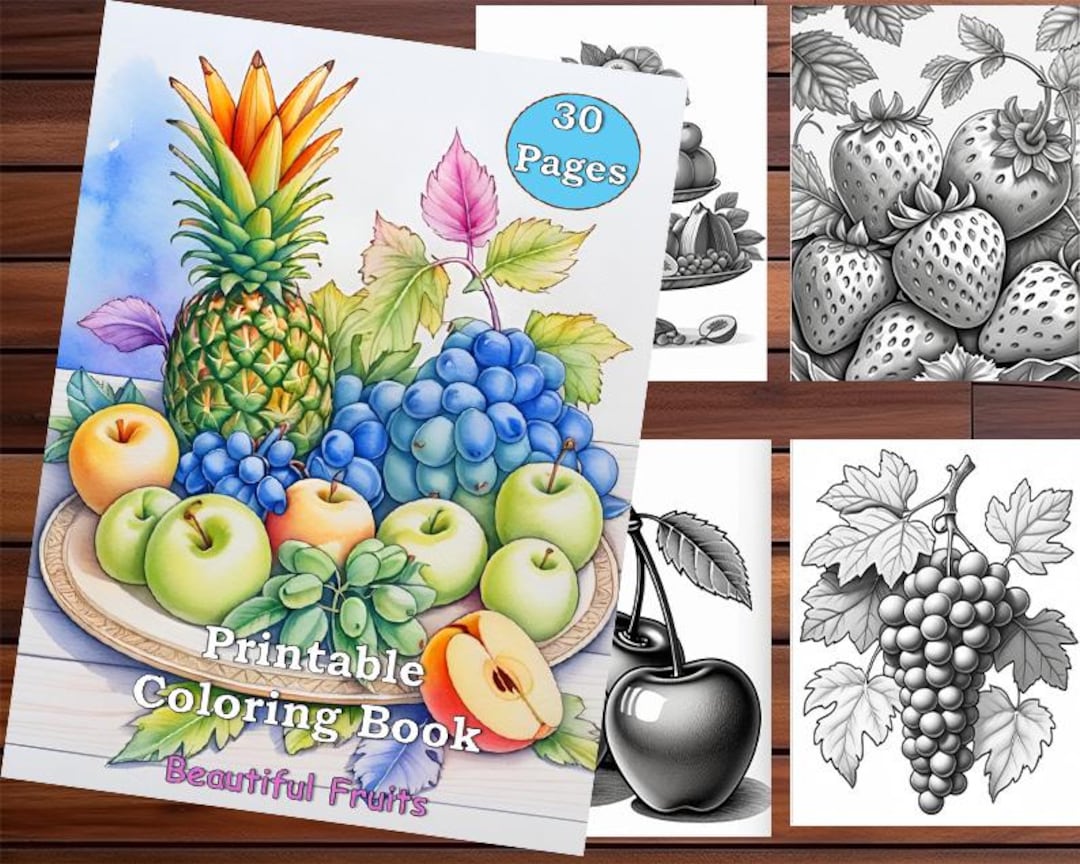 Fruit Coloring Pages: 30 Printable Fantasy Coloring Sheets (PDF) - Etsy