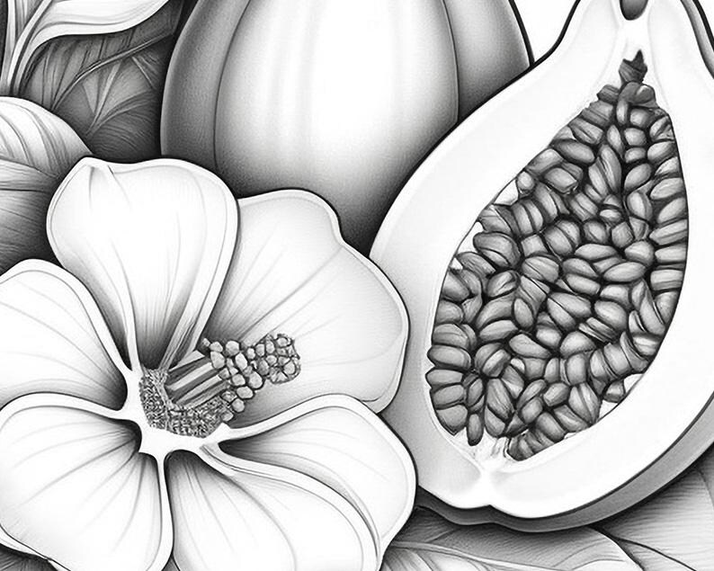 Fruit Coloring Pages: 30 Printable Fantasy Coloring Sheets (PDF) - Etsy