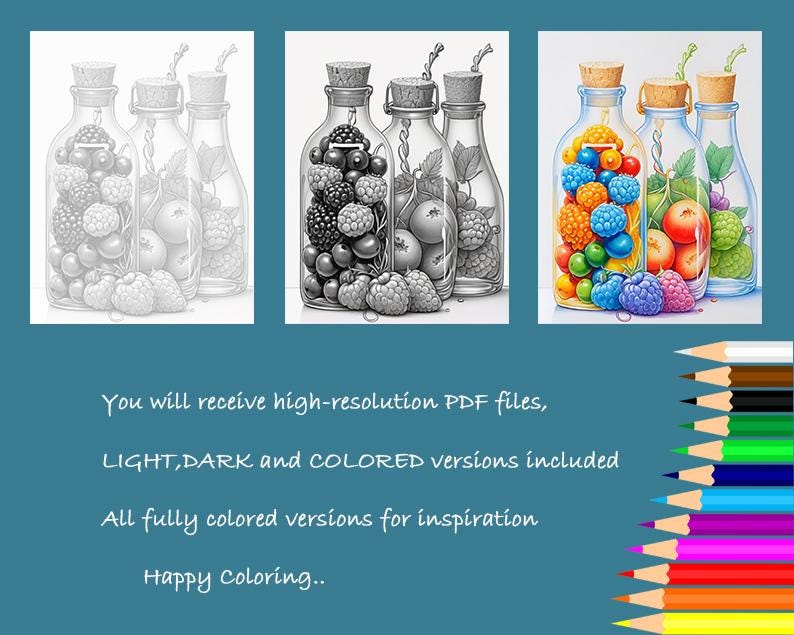 Fruit Coloring Pages: 30 Printable Fantasy Coloring Sheets (PDF) - Etsy