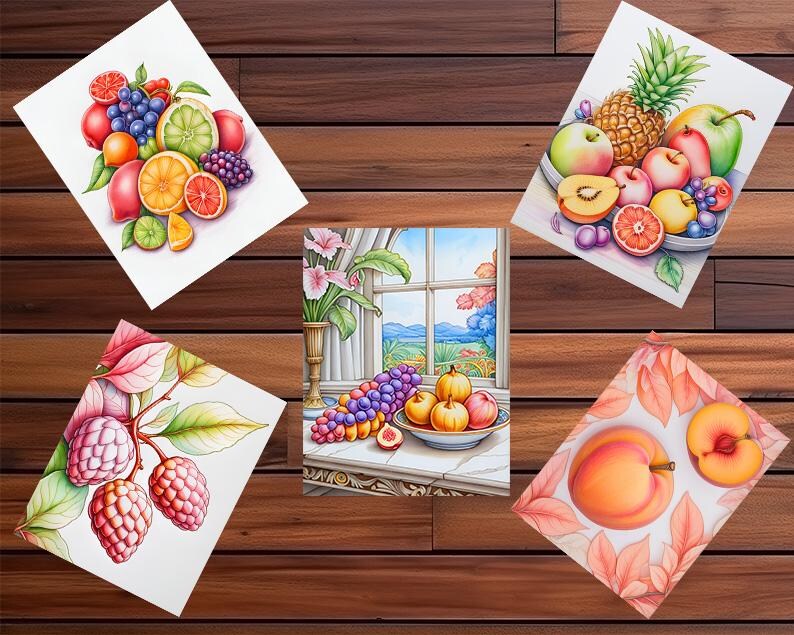 Fruit Coloring Pages: 30 Printable Fantasy Coloring Sheets (PDF) - Etsy